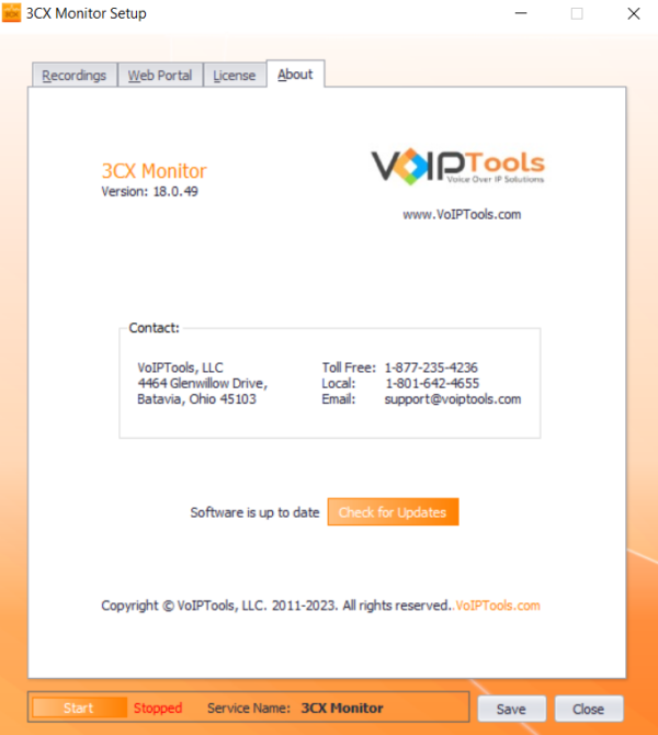 Screenshot-Montior-About-tab – VoIPTools