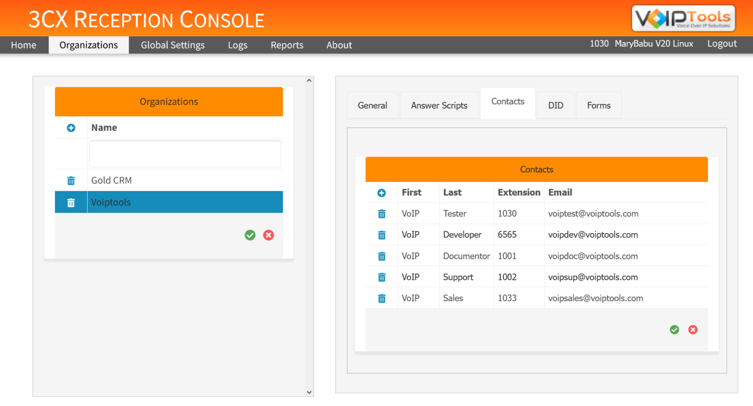 Reception Console V20 – VoIPTools