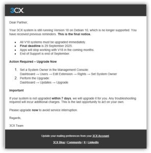 Is my 3CX version 18 software going to die on September 29? YES! – VoIPTools